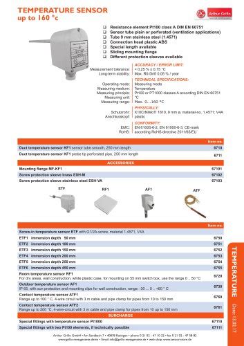 Data Sheet Contact Temperature Sensor Arthur Grillo Gmbh Pdf