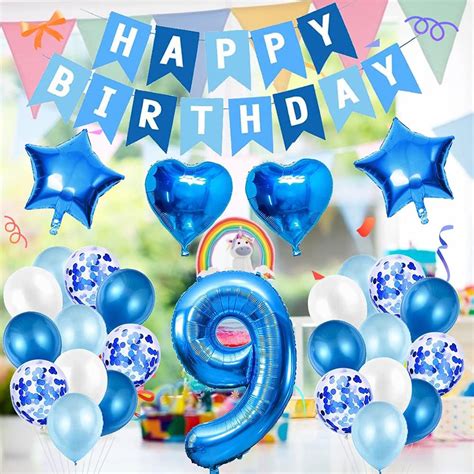 Formemory Blue 9th Birthday Balloons Decorations For Boys Girls Large