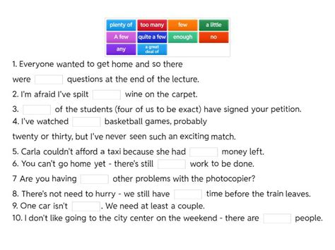 Quantifiers Hw Sentences Complete The Sentence