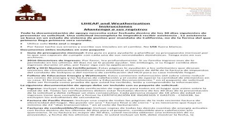 Liheap And Weatherization Instrucciones Mantenga A Sus • Apn Y Hcd Numeros De
