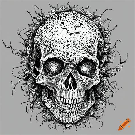 Pen And Ink Illustration Of A Hydralisk Skull On Craiyon