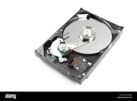 Open To See Inside Hard Drive To Store Data On White Background Stock Photo Alamy