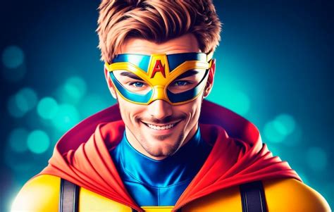 Premium Photo Portrait Of A Handsome Young Man In Superhero Costume