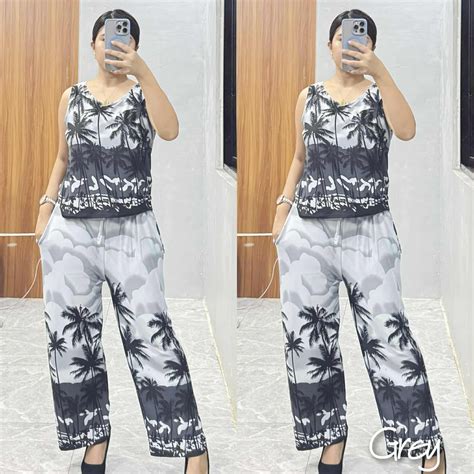 Aruray Hawaiian Print Terno Squarepants For Women Sq Hawaiian Shopee Philippines