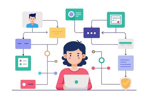 A Customizable User Flow Illustrates Various Digital Interactions And Activities On A Laptop To