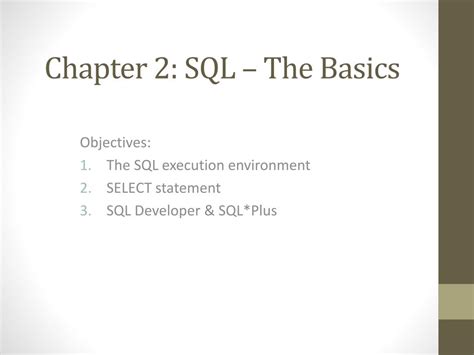 Ppt Chapter 2 Sql The Basics Powerpoint Presentation Free