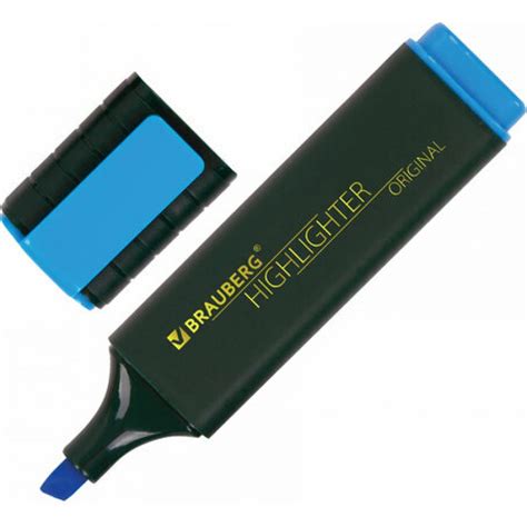 Текстовыделитель 12 шт в упаковке BRAUBERG "ORIGINAL" ГОЛУБОЙ линия 1-5 ...