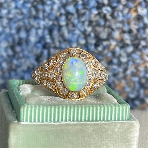 Antique 14k Gold And Platinum Opal And Diamond Ring Etsy