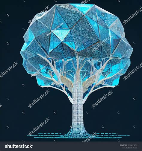 Glowing Binary Tree 3d Illustration Stock Illustration 2218479253