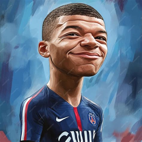 Kylian Mbappe Cartoon Illustration Premium Ai Generated Image
