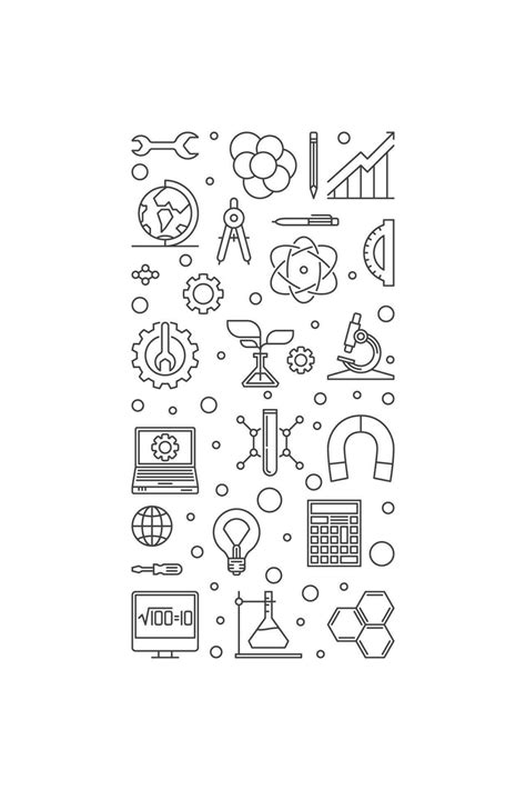 Stem Concept Vertical Minimal Thin Line Banner Science Technology Engineering Math