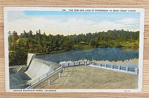 The Dam And Lake Evergreen Co Bear Creek Canon Postcard Tourism Travel