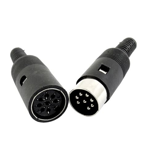 Buy Black Din 8 Pin Male Plug Female Socket Audio Cable Connector Pair Online At Low Prices In