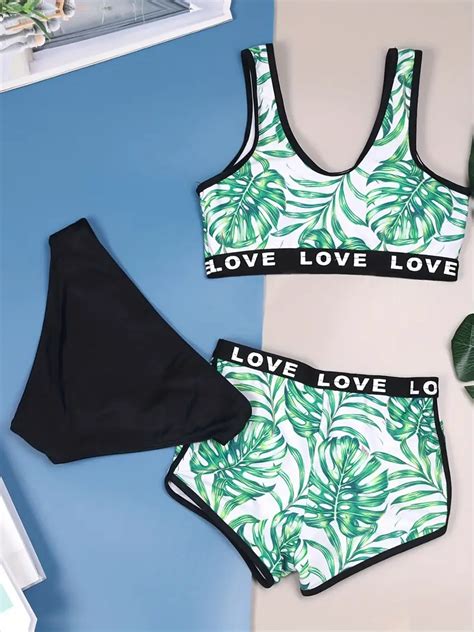 Girls Tropical Print Bikini Swimsuit Shorts Bathing Suit 7 Temu United