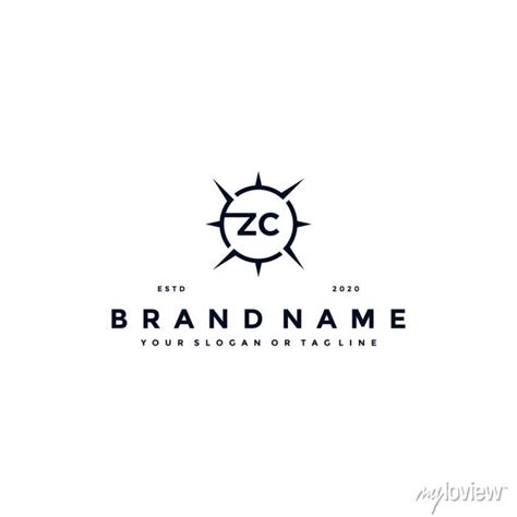 Letter Zc Compass Logo Design Vector Wall Mural • Murals Technology