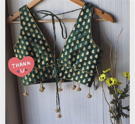 V Shape Blouse In Silk Gold White Blouse With Thin Fancy Etsy