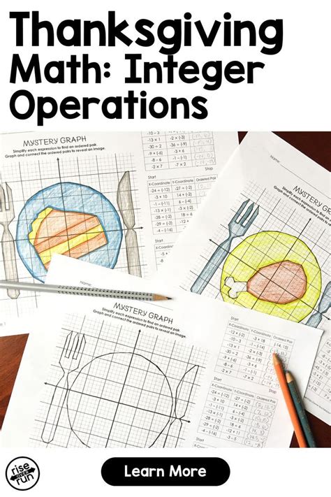 thanksgiving math worksheet coordinate graphing picture with integer operations thanksgiving