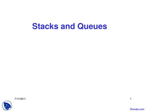 Stacks And Queues Data Structures Lecture Slides Docsity