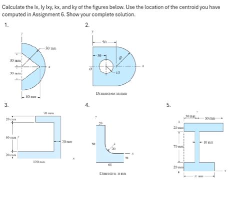 Calculate The Ix Iy Ixy Kx And Ky Of The Figures Below Use The Location Of The Centroid You Have