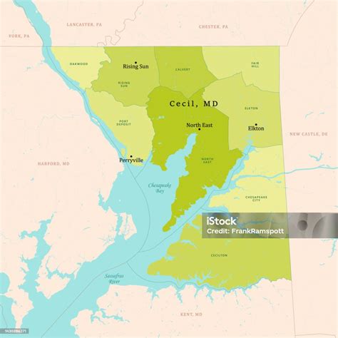 Md Cecil County Vector Map Green Stock Illustration Download Image