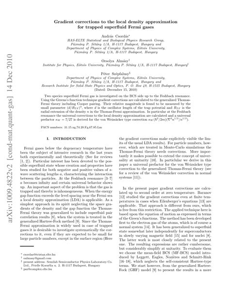 pdf gradient corrections to the local density approximation for