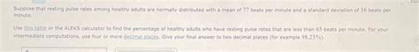 Solved Suppose That Resting Pulse Rates Among Healthy Odults