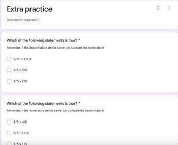 FREEBIE Sample Comparing Fractions For Google Classroom Distance Learning