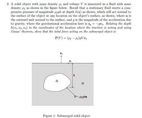 Solved 2 A Solid Object With Mass Density ρs And Volume V