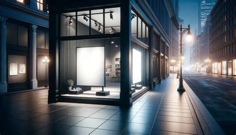 Premium Ai Image Contemporary City Storefront With Glowing Mockup