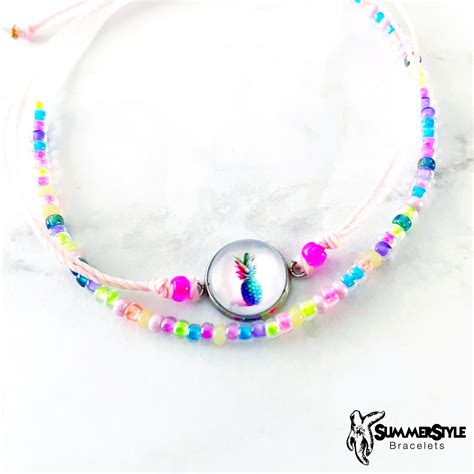 Neon Pineapple Bracelet Set Pineapple Jewelry Beaded Bracelets
