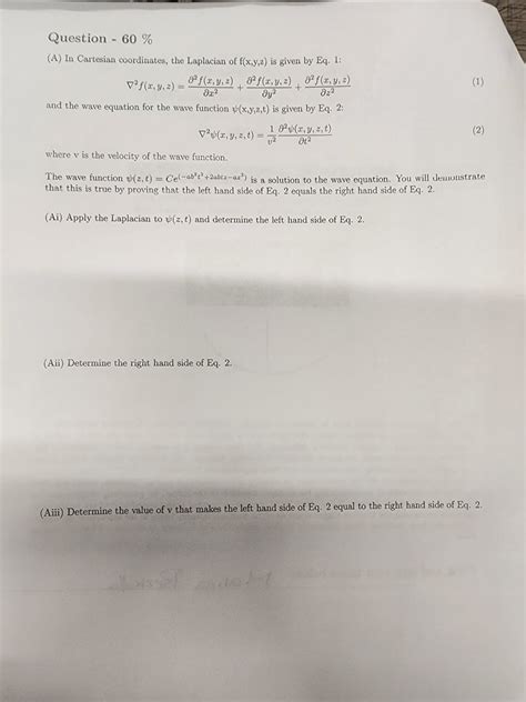 Solved A In Cartesian Coordinates The Laplacian Of Chegg