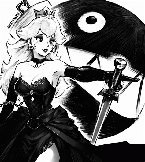 Princess Peach And Chain Chomp Mario Drawn By Missfaves Danbooru