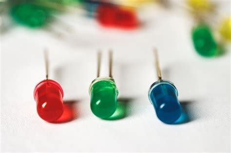 Premium Photo A Row Of Colored Tht Led Diodes Red Green And Blue