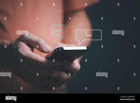 Man Hands Using Smartphone Texting Live Chat Chatting And Social Network Concepts Chatting