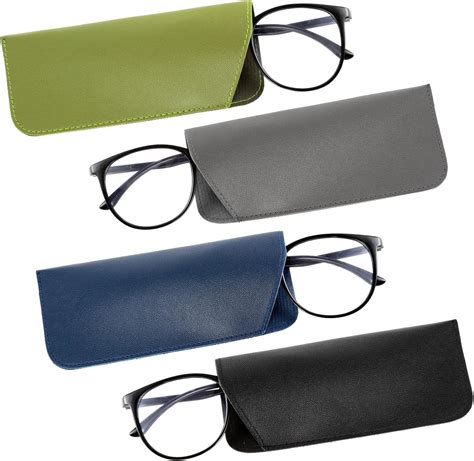 Ymapinc 4pcs Soft Leather Sunglasses Cases Leather Open Sunglass Case