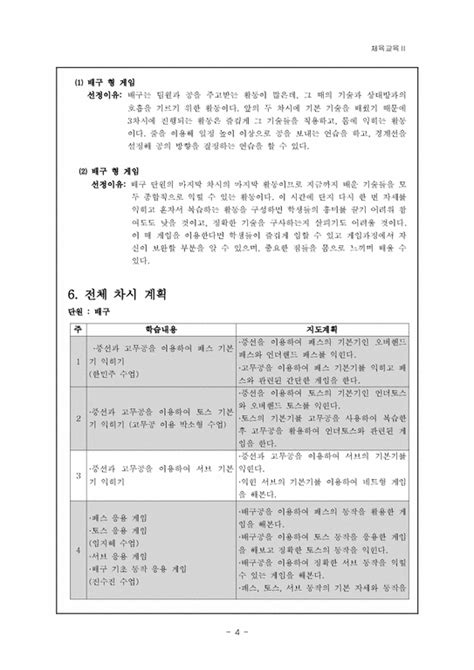 체육교육 배구 수업지도안수업 시연 지도안 인문교육