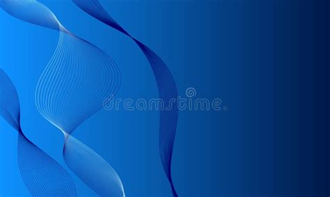 Abstract Blue Smooth Lines Wave Curve With Soft Gradient Background Stock Vector Illustration