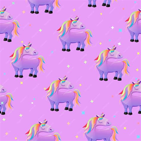 Patrón Sin Fisuras Con Unicornios De Dibujos Animados Textura Púrpura Para Papel Tapiz