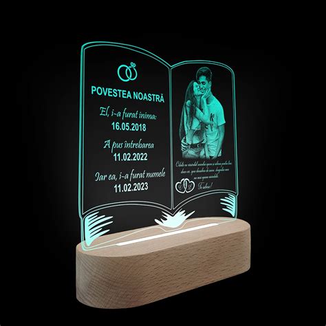 Veioza Carte Led Plexiglass Verde Personalizabil Emagro