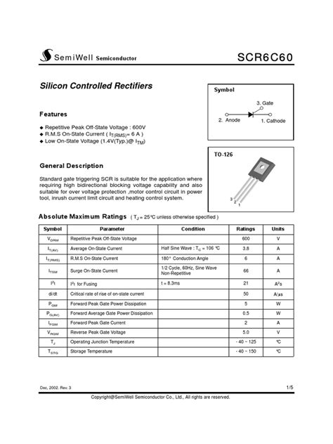 Datasheet Scr Pdf Materials Electrical Engineering
