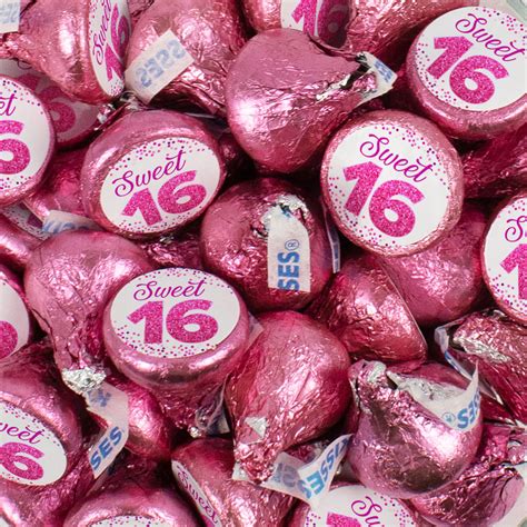 Sweet 16 Pink Glitter Candy Hersheys Kisses And Hersheys Miniatures For