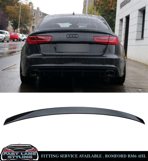 Audi A6 C7 Saloon Rear Boot Trunk Lip Spoiler Gloss Black 2012 2017 Oem Fit Fastlane Styling