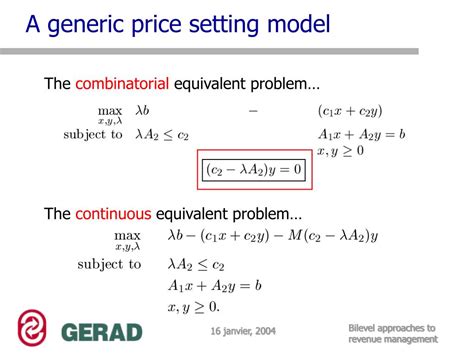 Ppt Bilevel Programming Approaches To Revenue Management And Price