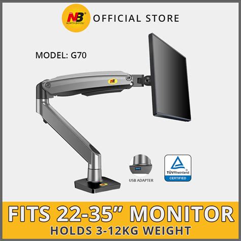 Nb North Bayou Monitor Arm G70 Desk Mount Ultra Wide Full Motion Swivel