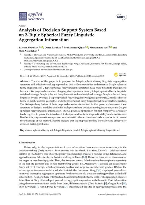 Analysis Of Decision Support System Based On 2 Tuple Spherical Fuzzy