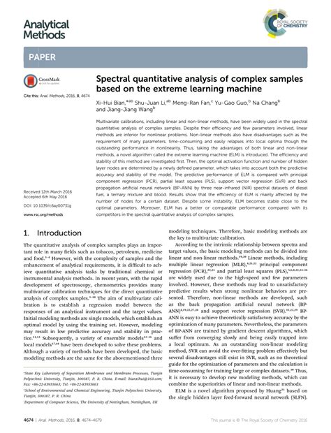Pdf Spectral Quantitative Analysis Of Complex Samples Based On
