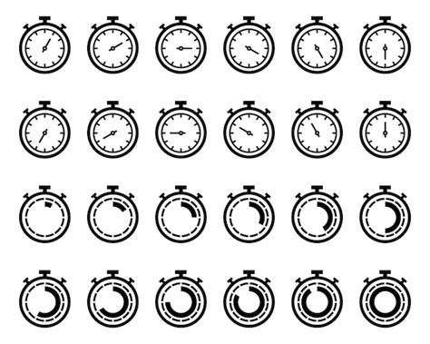 Premium Vector Black Stopwatch Clock Icon Collection Timers Icon Set