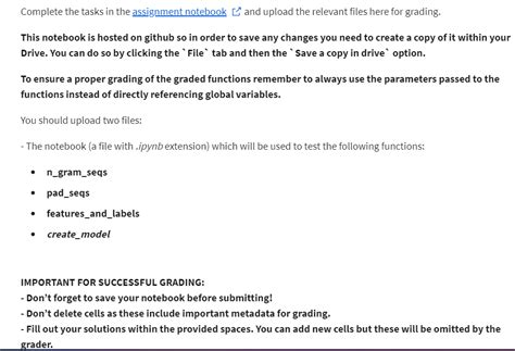 failed to submit assignment natural language processing in tensorflow