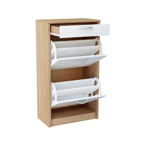 Iboja Magas Cipőtartó Fiókkal Sonoma Tölgy Fehér