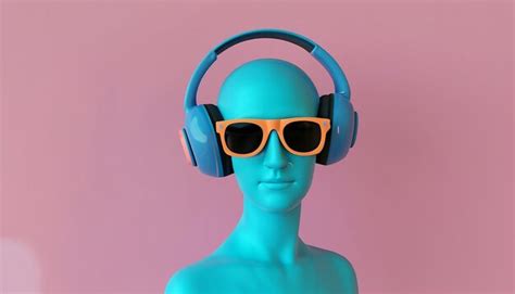 Premium Ai Image Photo Head Statues In Headphones Sunglasses On